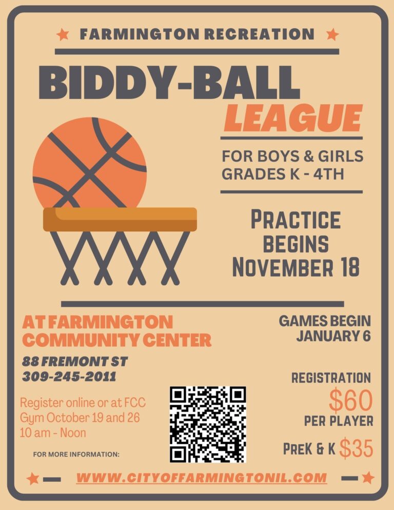 Biddy Ball Practice and Game Schedule Coming Soon - City of Farmington, Illinois
